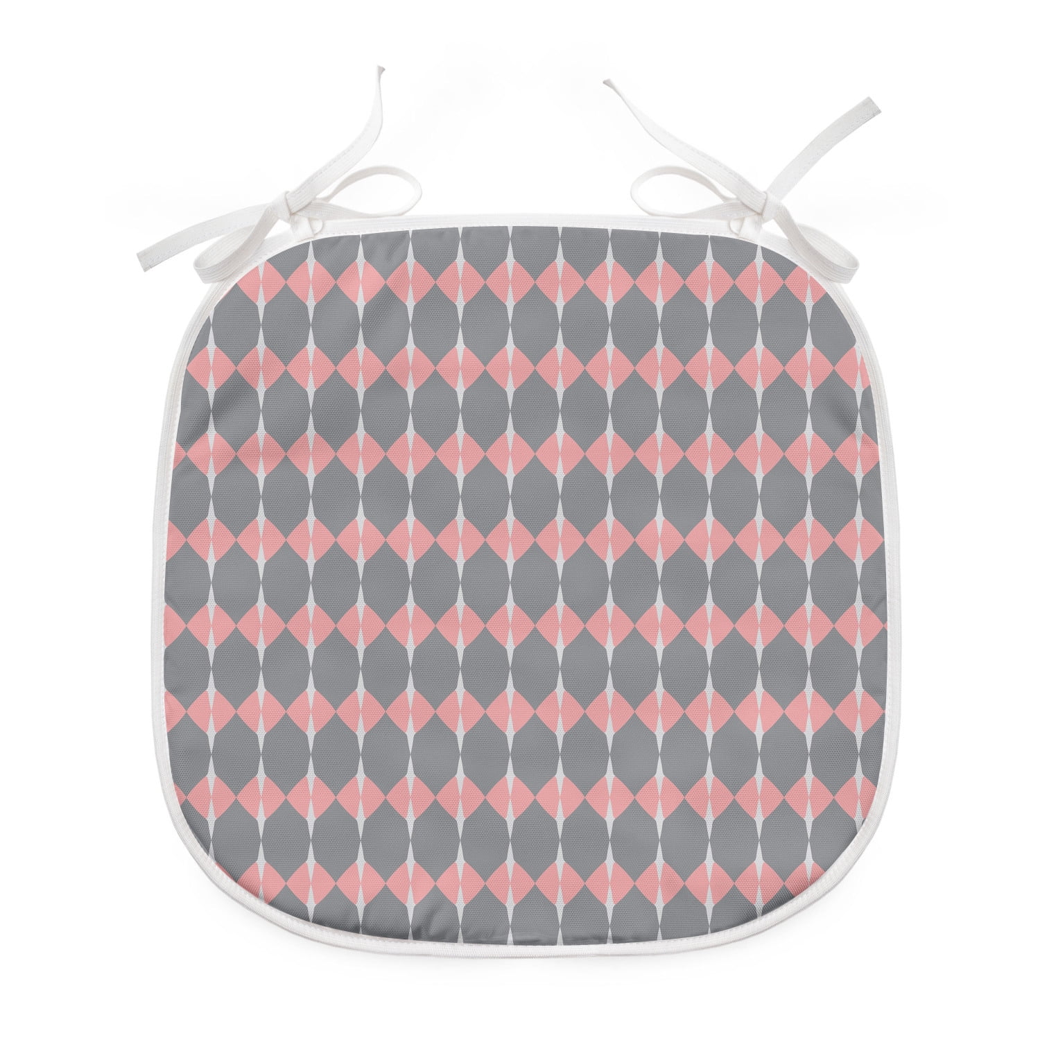 Geometric Dining Chair Pad, Round Edged Pink Rhombus Shapes Forming a ...