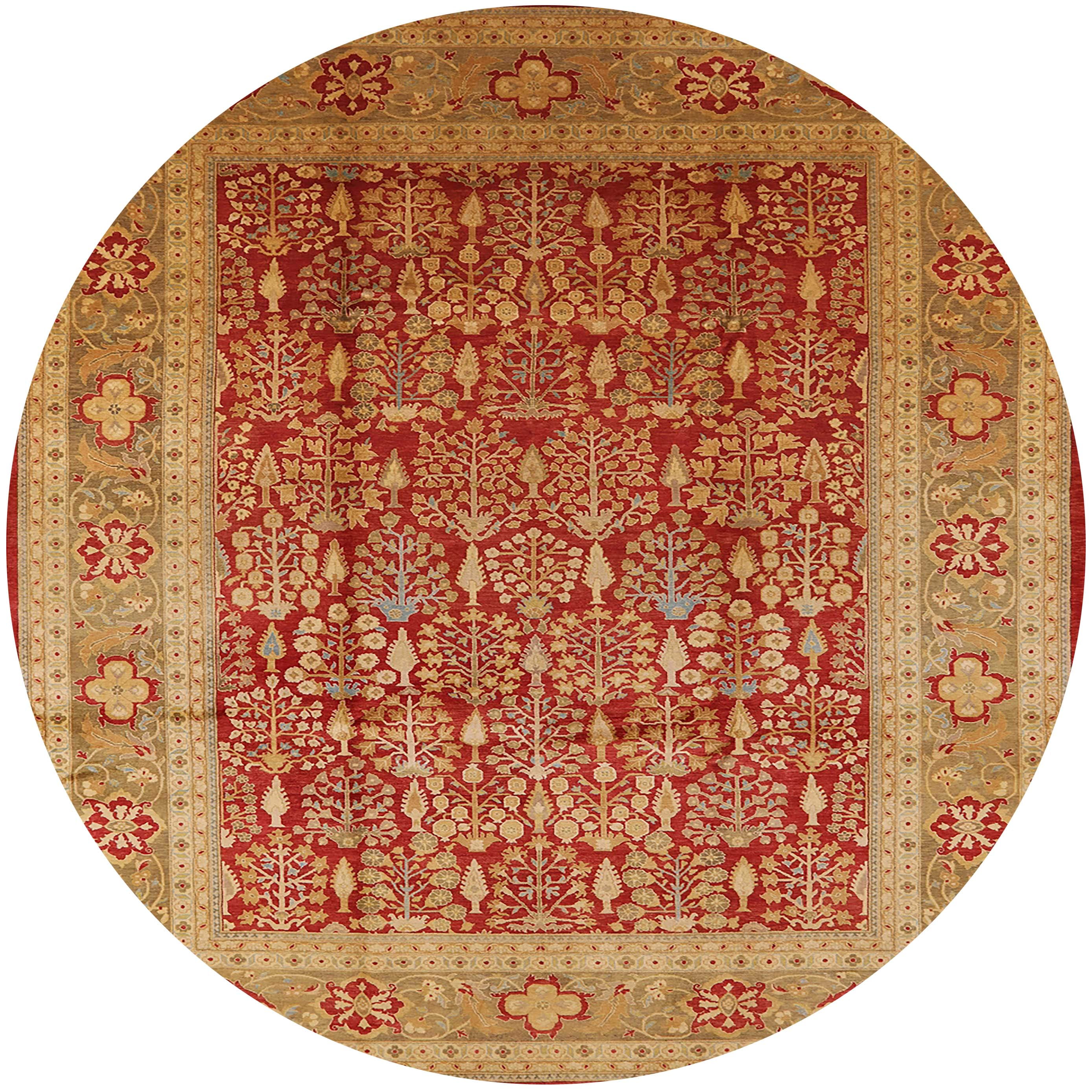Ahgly Company Indoor Round Mid-Century Modern Scarlet Red Oriental Area ...