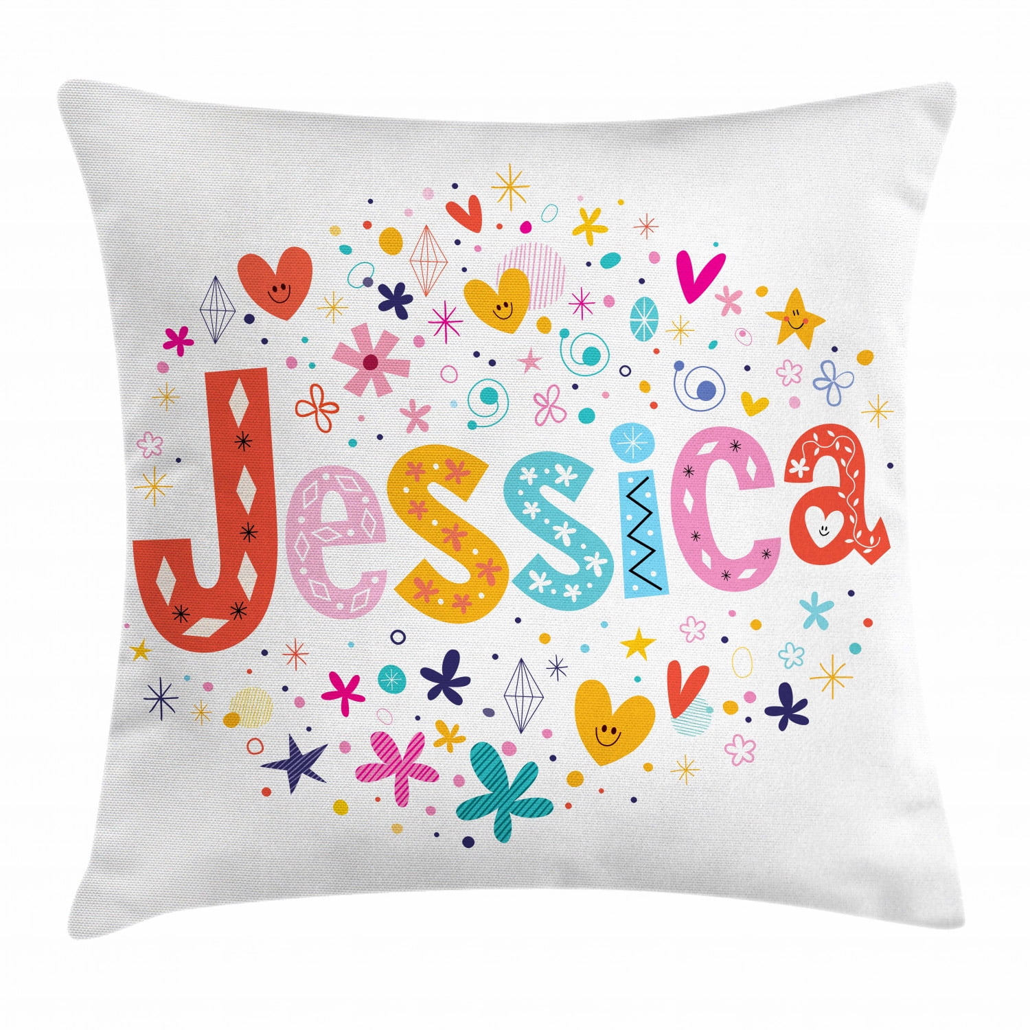 Jessica Throw Pillow Cushion Cover, Retro Colorful Motifs Swirls ...