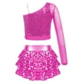 Hansber Kids Girls Sequin Dance Outfits Long Sleeve Crop Top with Mini ...