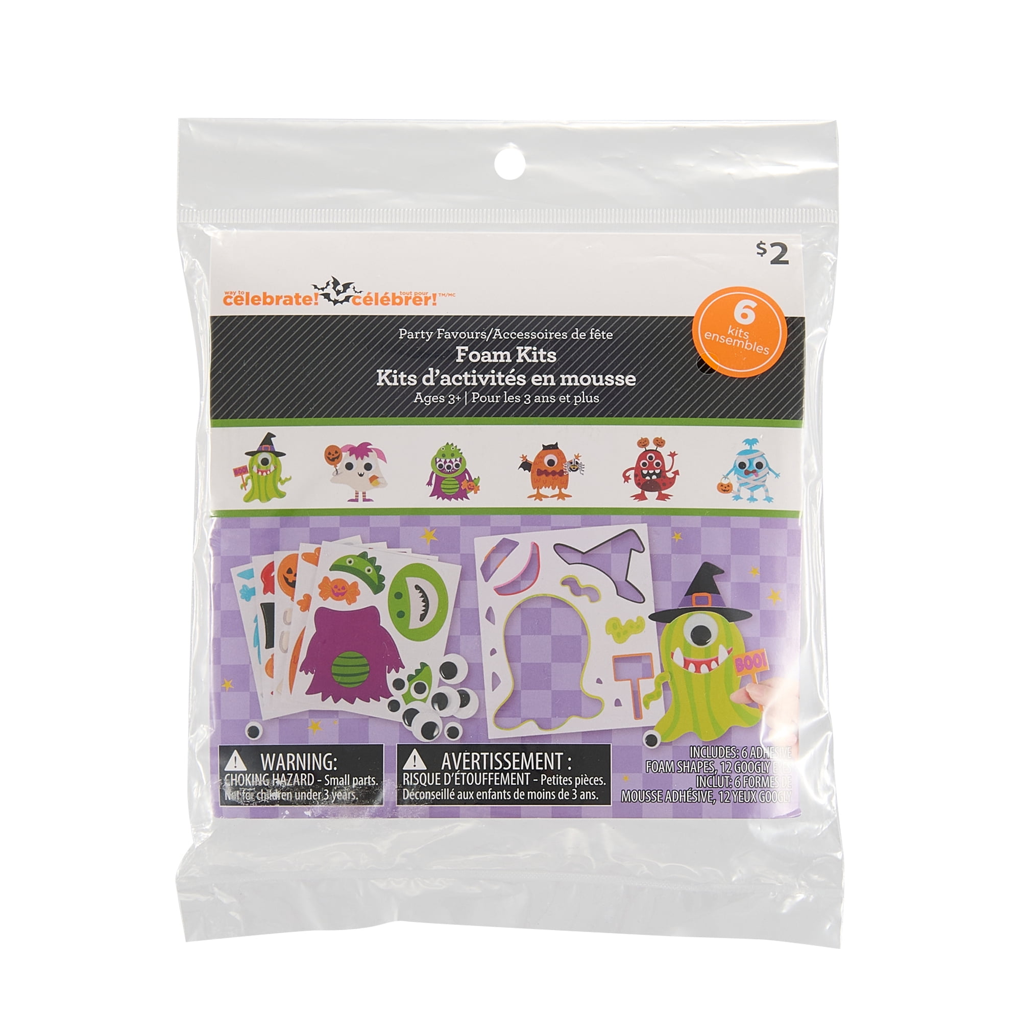 6 DIY Monster Foam Kits, Halloween, Ages 3+, Party Favors, by Way to ...