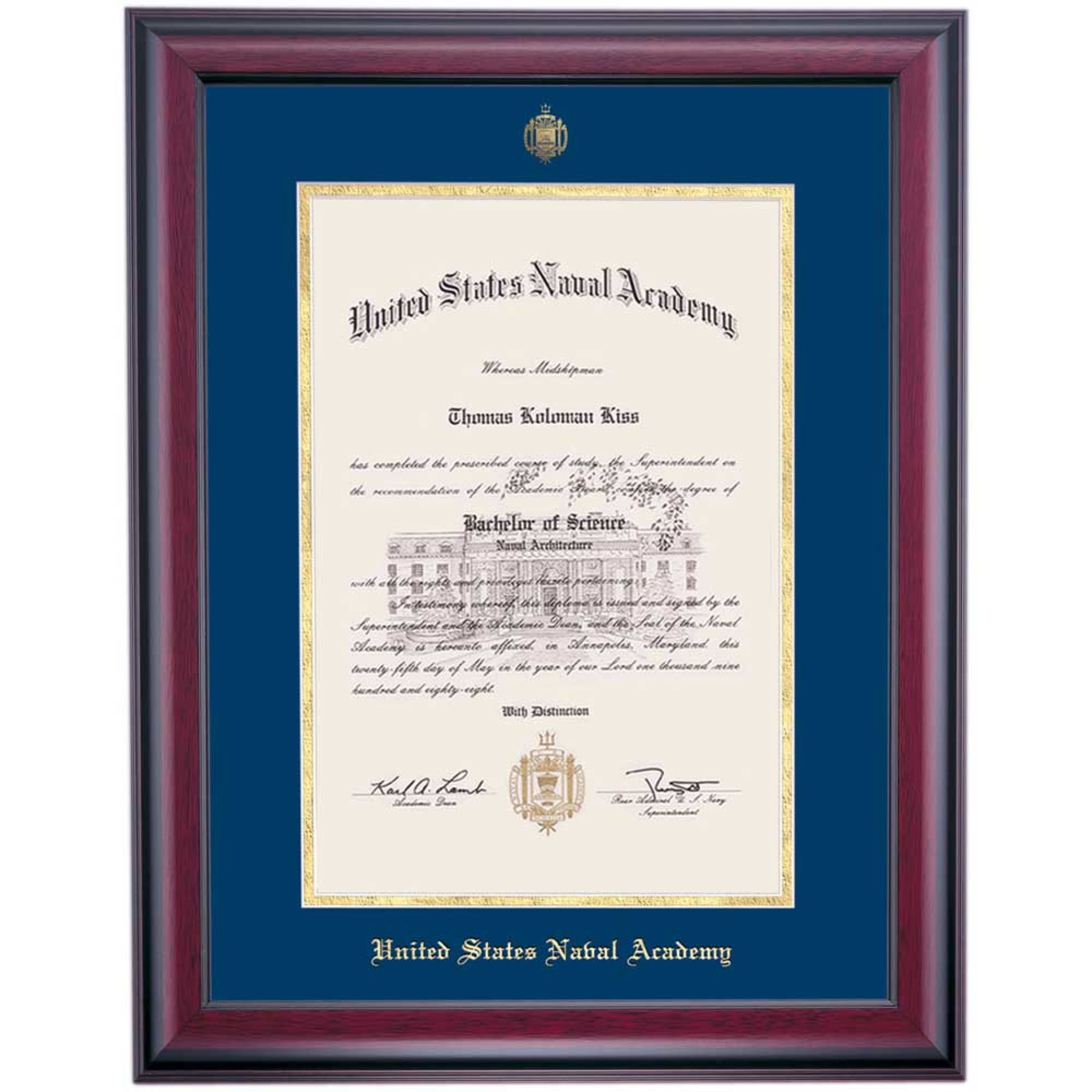 OCM Diploma Frame for United States Naval Academy, 22" x 17" Diplomas ...