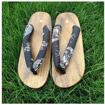 ATTOE Man Wooden Outdoor Slippers Beach Wear Flip Flops Japanese ...