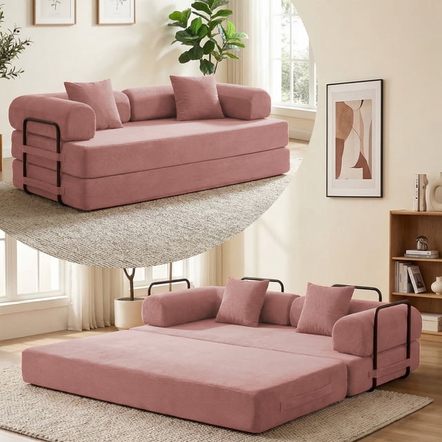 Puremind 78.7"W Convertible Folding Sofa Bed, Futon Sofa Bed, Corduroy ...