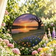 Chilfamy Round Stained Glass Window Suncatcher, Bluebonnet Wildflowers ...