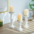 Hanobe Rustic Wooden Candle Holders, Farmhouse White, Set of 3 for ...