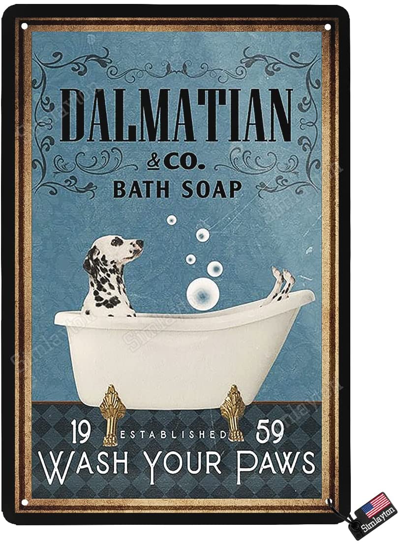 Wall Decor - Tin Sign, Funny German Shepherd Dog Pattern - Bathroom Use ...