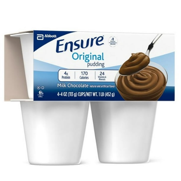 Ensure Original Pudding, Milk Chocolate, 4oz Cups - Pack of 4 - Walmart ...