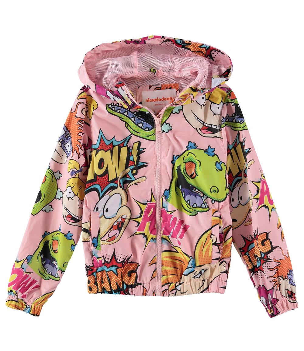 Nickelodeon Girls 4-16 Zip-Front 90's Nickelodeon Windbreaker Jacket ...