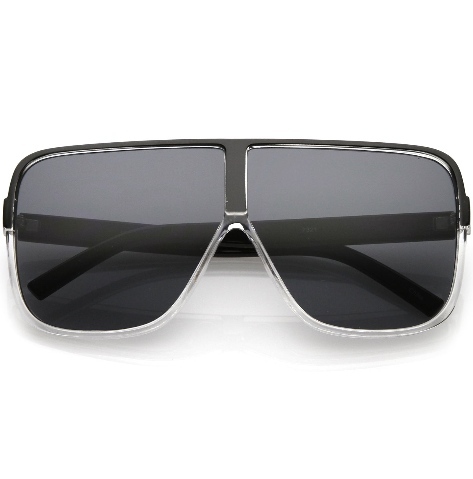 Oversize Flat Top Square Sunglasses With Neutral Color Flat Lens 69mm ...