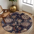 Boho Flower, Round Area Rug 5 FT, Non Slip Bedroom Rugs, Colorful ...