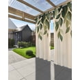 Leaf Outdoor Curtains for Patio, Vintage Spring Dark Green Leaves Branch Plant Linen Texture ...