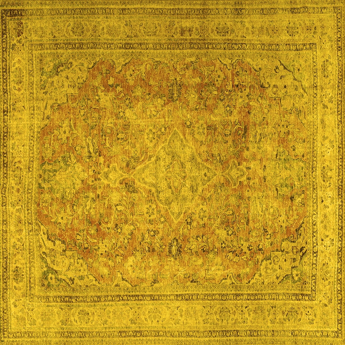 Ahgly Company Indoor Square Persian Yellow Traditional Area Rugs, 4 ...