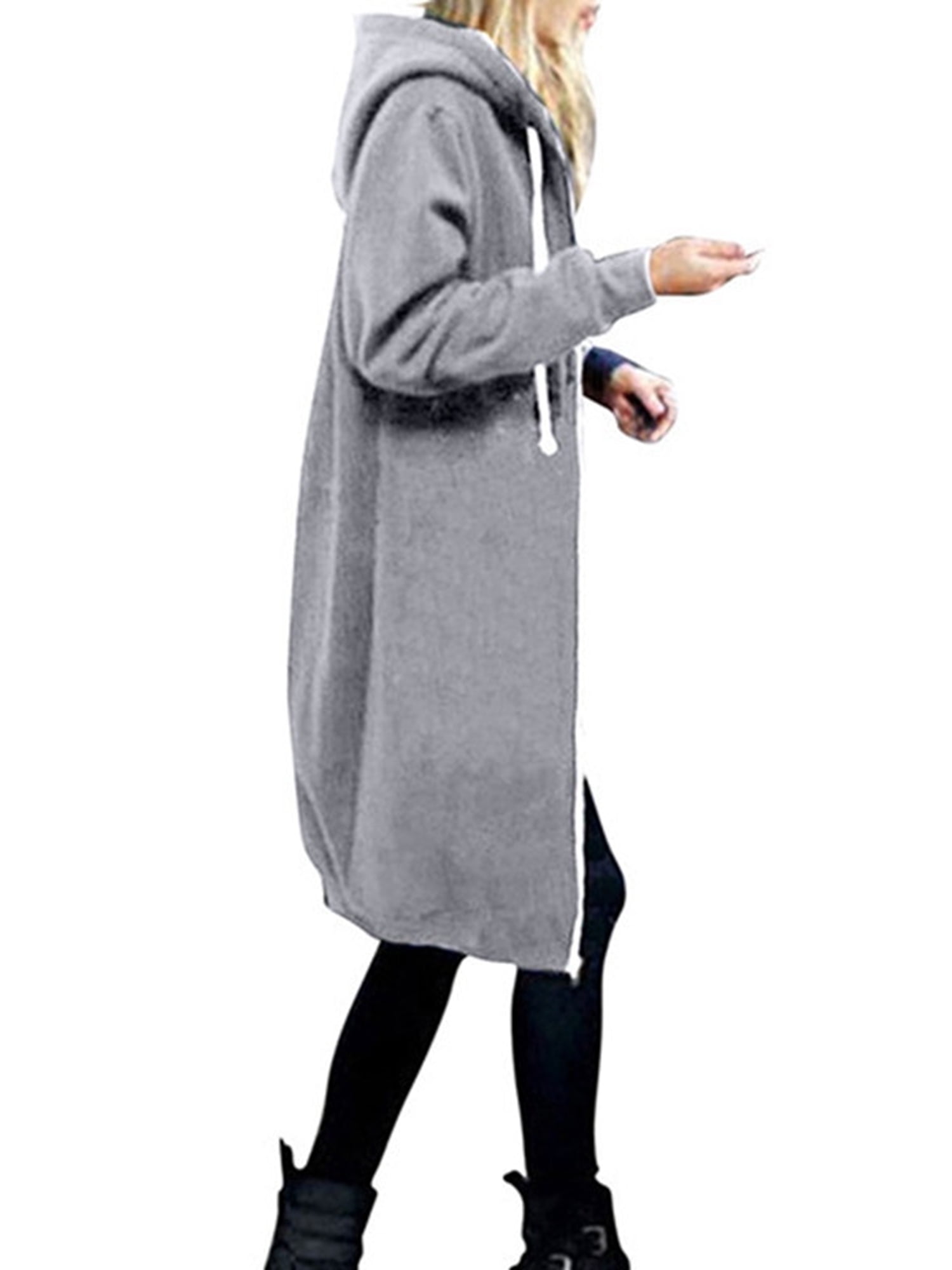 Plus Size S Xxxxxl Women Zip Up Long Hoodie Coat Warm Hooded Jacket