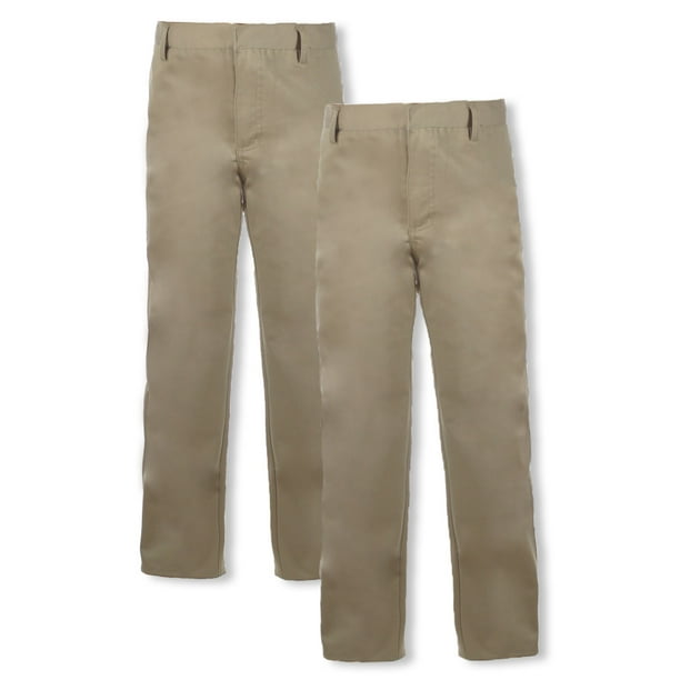 Smith's American Boys' 2-Pack Flat Front School Uniform Pants - khaki ...