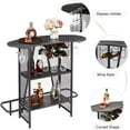 VECELO Bar Unit with Metal Mesh Front, 3 Tier Bar Table with Wine Rack ...