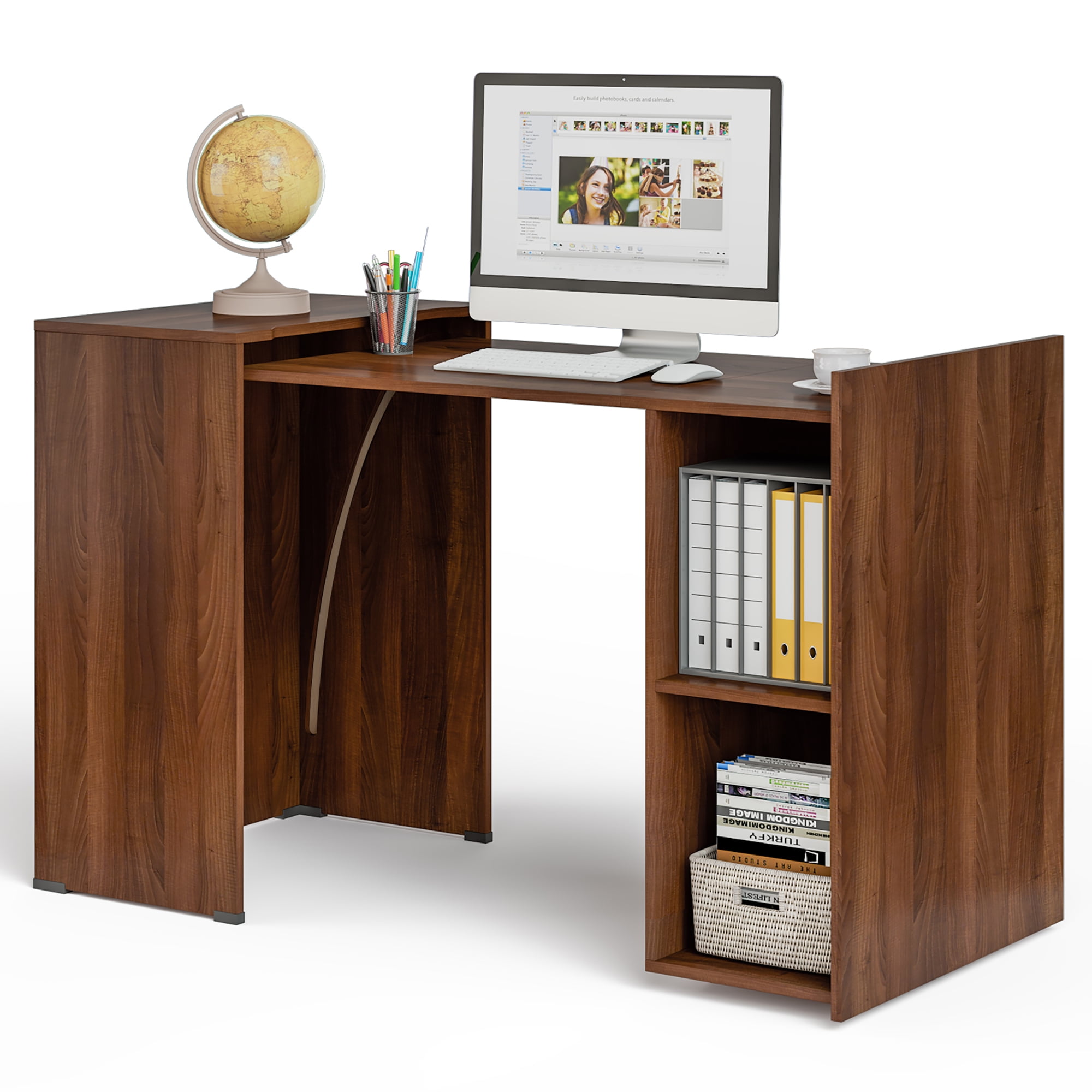 Costway Extendable Computer Desk Reversible Study Writing Desk w ...