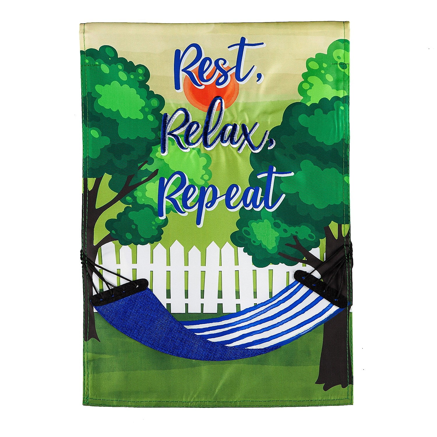 Rest, Relax, Repeat Hammock Garden Applique Flag - Walmart.com