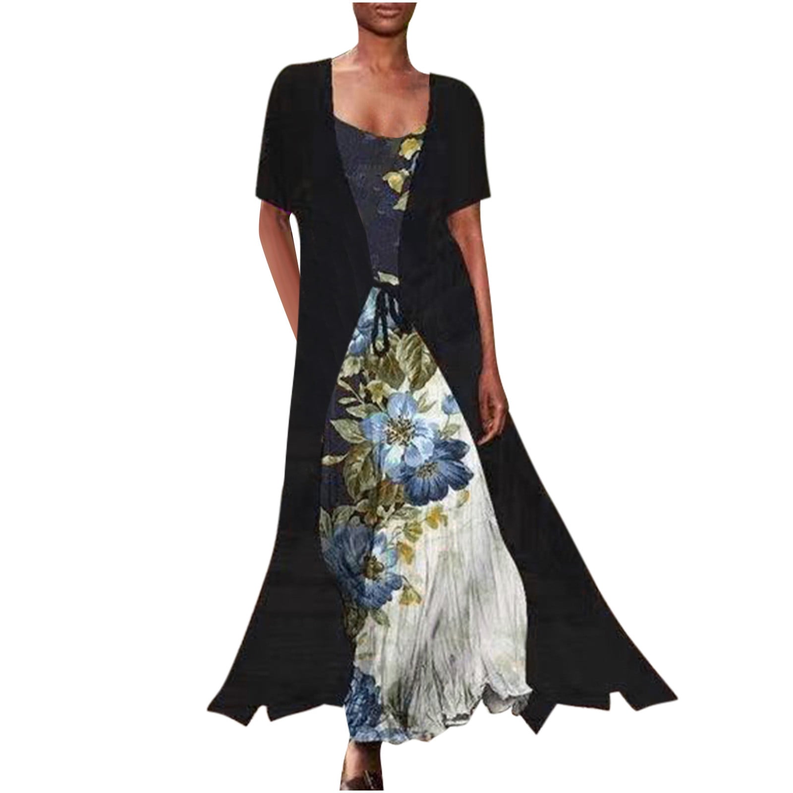 Frostluinai Womens Plus Size Maxi Dresses Summer Sun Dress Floral Flowy