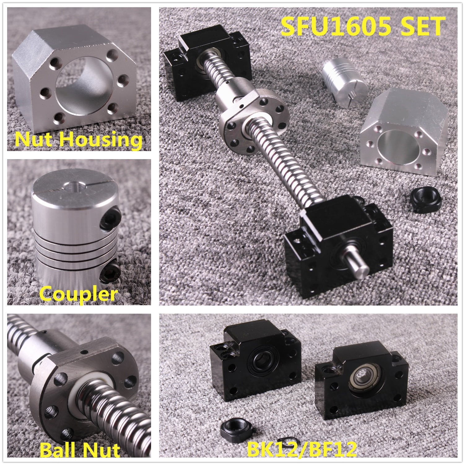 ONLISUM Ballscrew SFU1605 RM1605 250mm-2000m End Machine Anti-Backlash ...