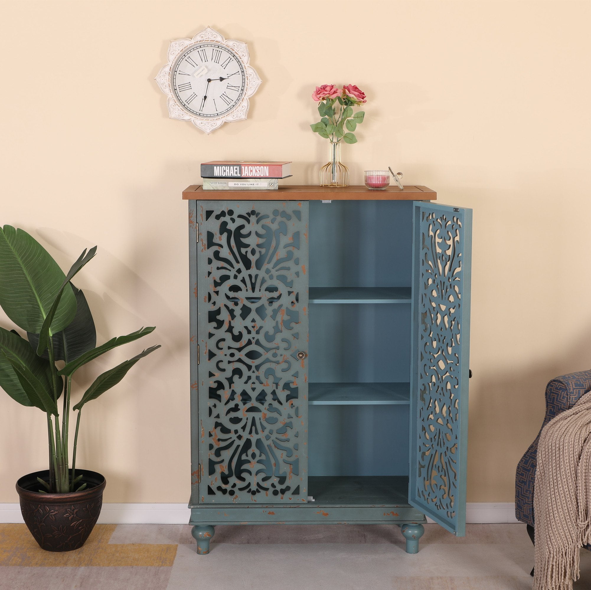 MF Studio 2 Door Tall Accent Cabinet, Blue - Walmart.com