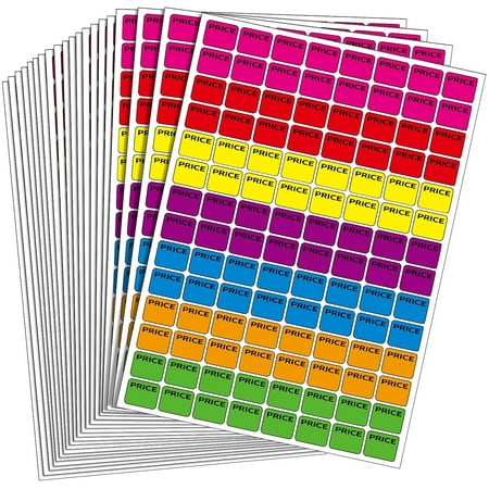 HISRFO 2240 Pieces Neon Colors Preprinted Pricing Labels Pre Priced ...