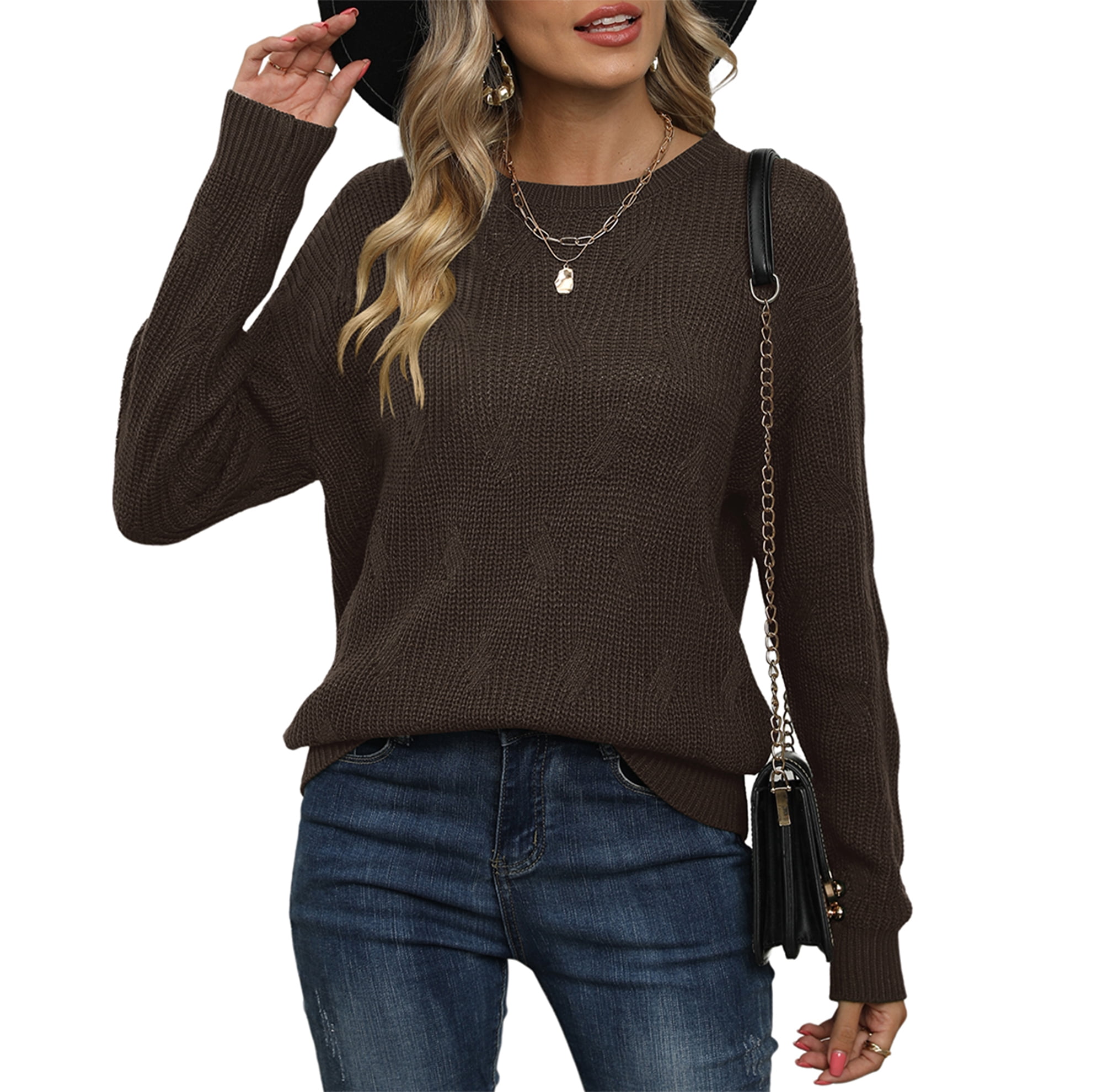 Uvplove Women's Fall Lightweight Sweater Knit Casual Pullovers Sweaters ...