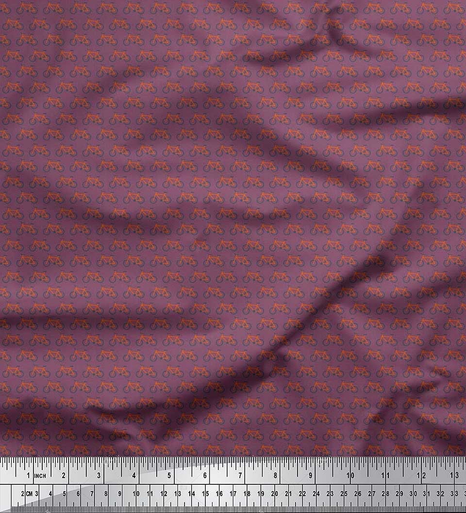 Soimoi Japan Crepe Satin Fabric Bicycle Shirting Printed Fabric 1 Yard ...