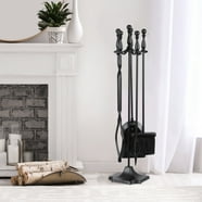 Barton 5-Piece Knight Fireplace Tool Set, Antique Brass - Includes Base ...