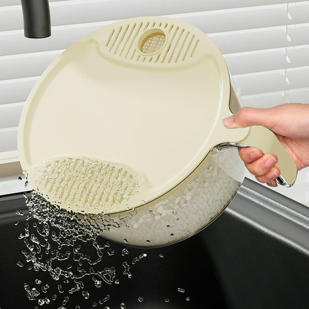 Visland Rice Sieve Leaky BPA Free Reusable Rice Washing with Lid ...
