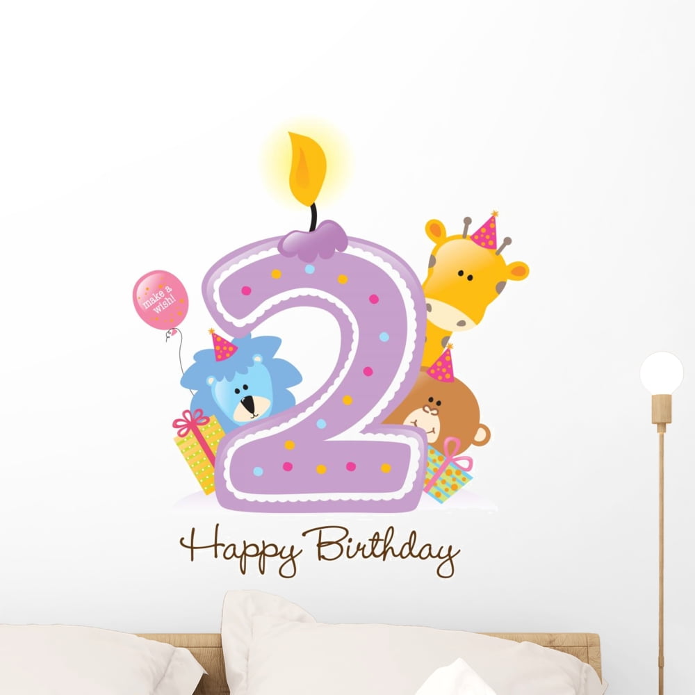 Happy Birthday Candle and Wall Mural by Wallmonkeys Peel and Stick ...
