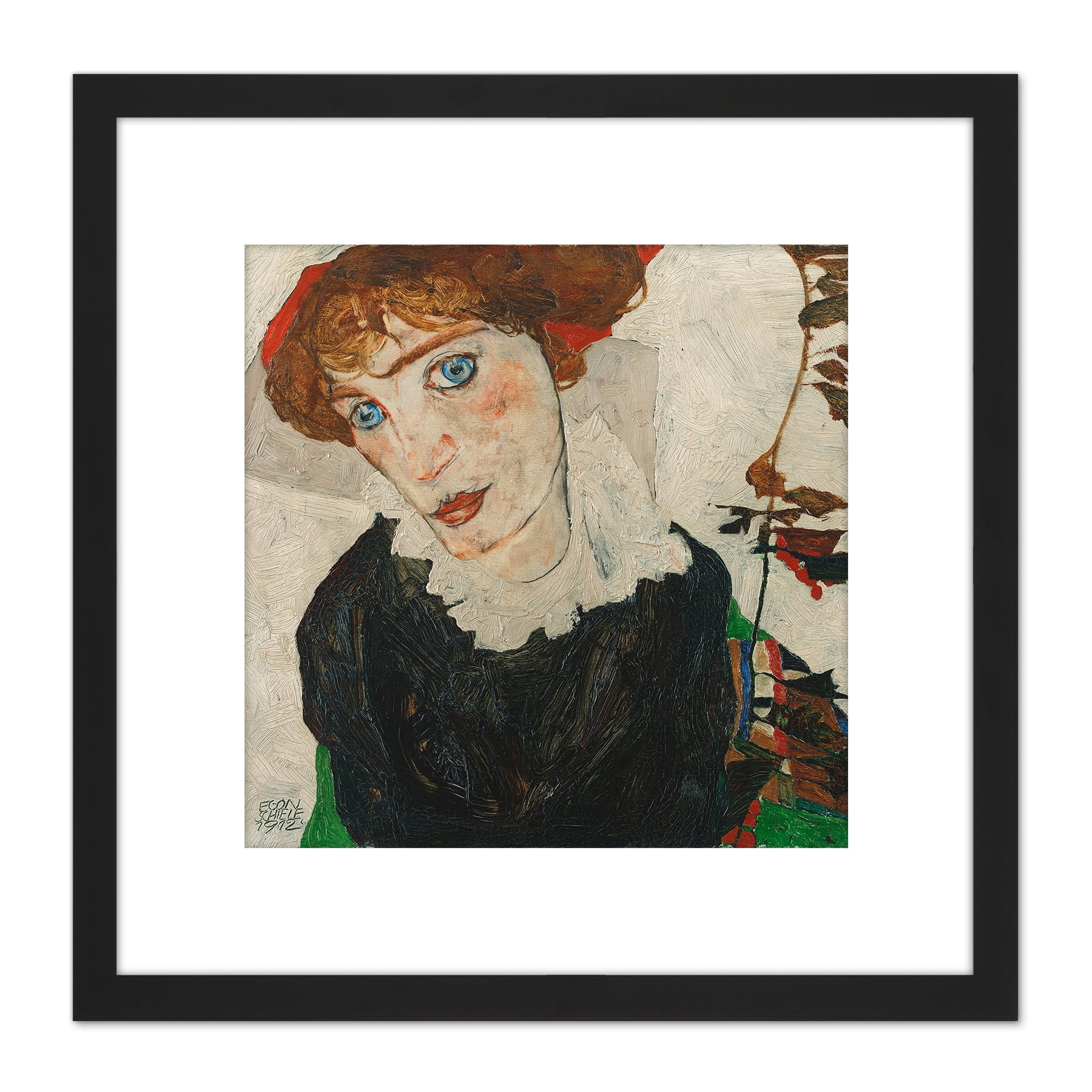 Egon Schiele Portrait Of Wally Neuzil 8X8 Inch Square Wooden Framed ...