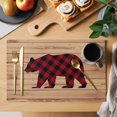 Red Check Bear Cotton Linen Placemats Set of 8, Abstract Animal ...