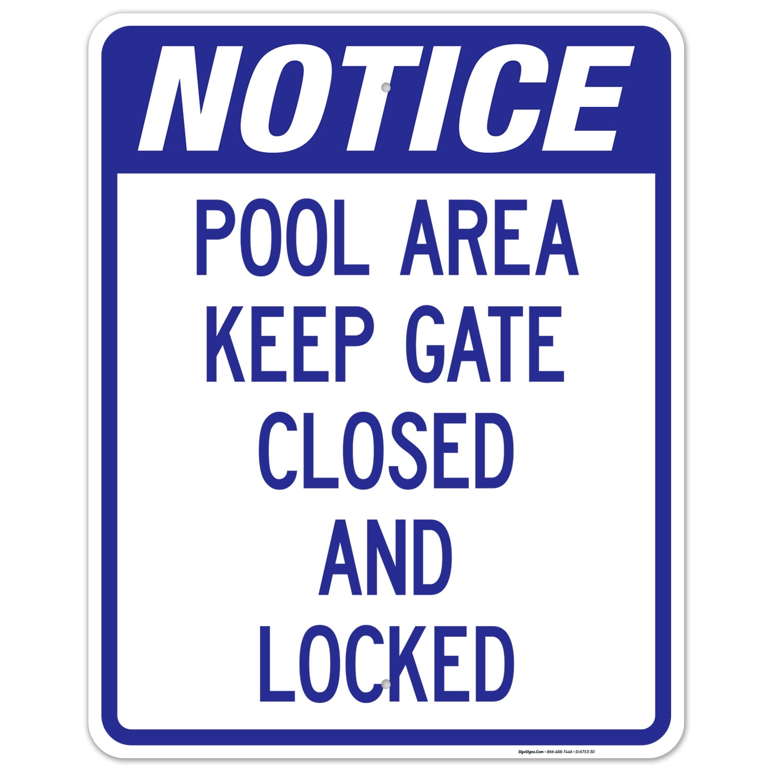 Notice Pool Area Keep Gate Closed And Locked Sign, Pool Sign, - Walmart.com