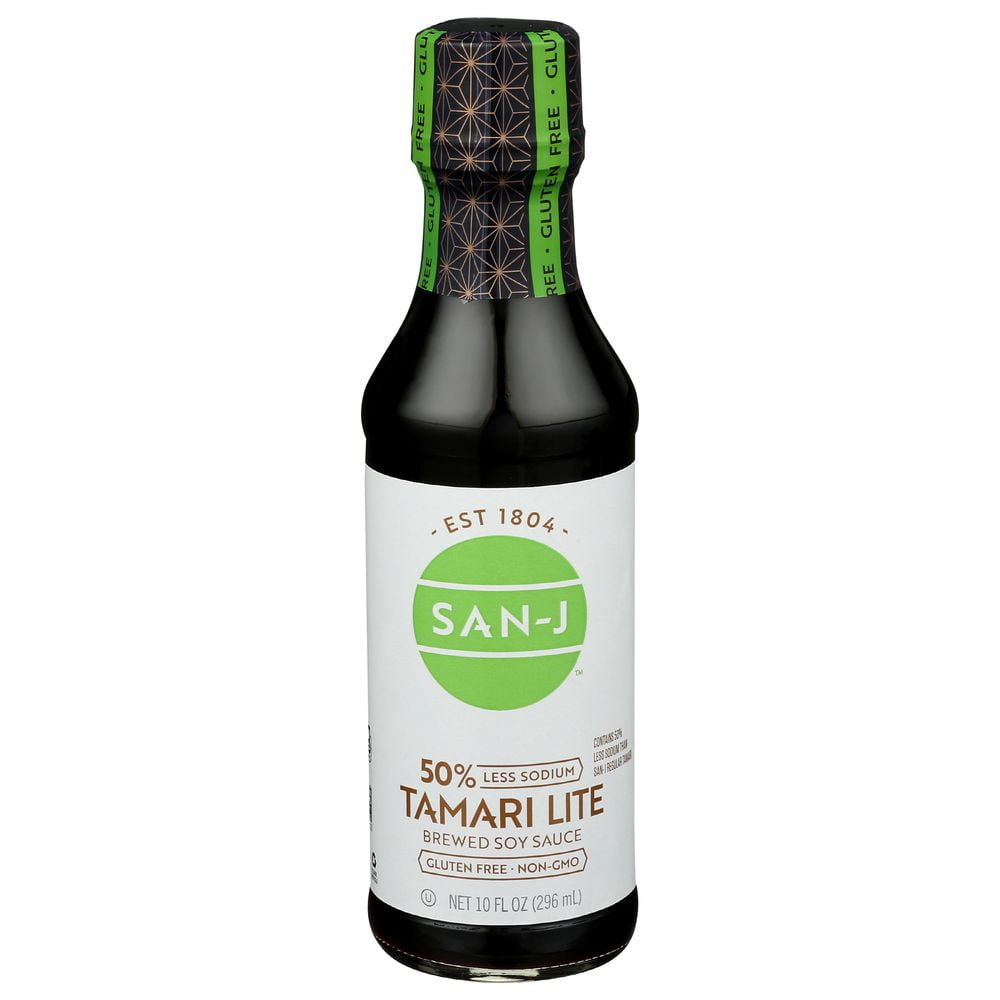 San-J 50 Percent Less Sodium Tamari Lite Soy Sauce, 10 Fluid Ounce -- 6 ...