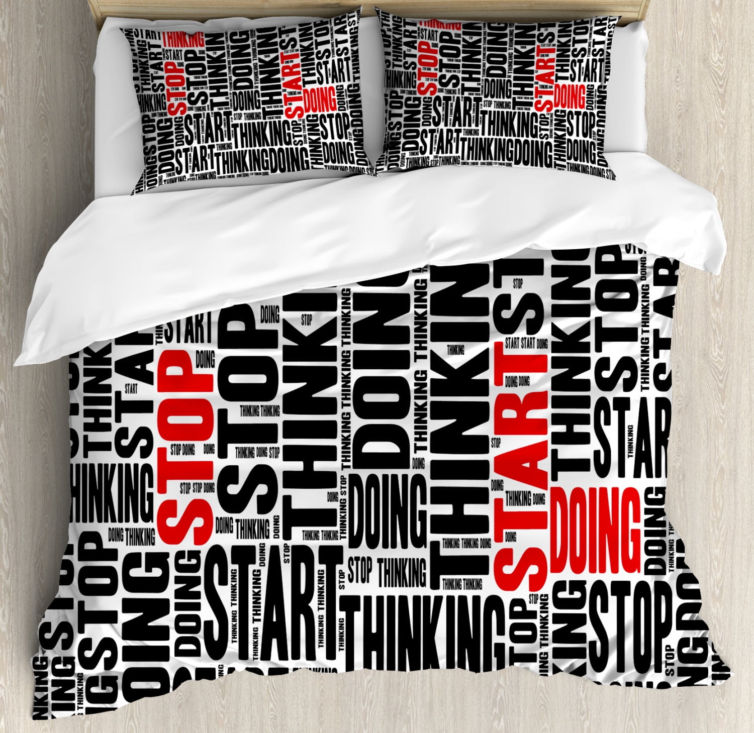 Stop Thinking Start Doing Duvet Cover Set King Size, Horizontally ...