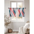 Abstract Stripes Sheer Curtains 45 inches Long, Geometric Curves Teal ...
