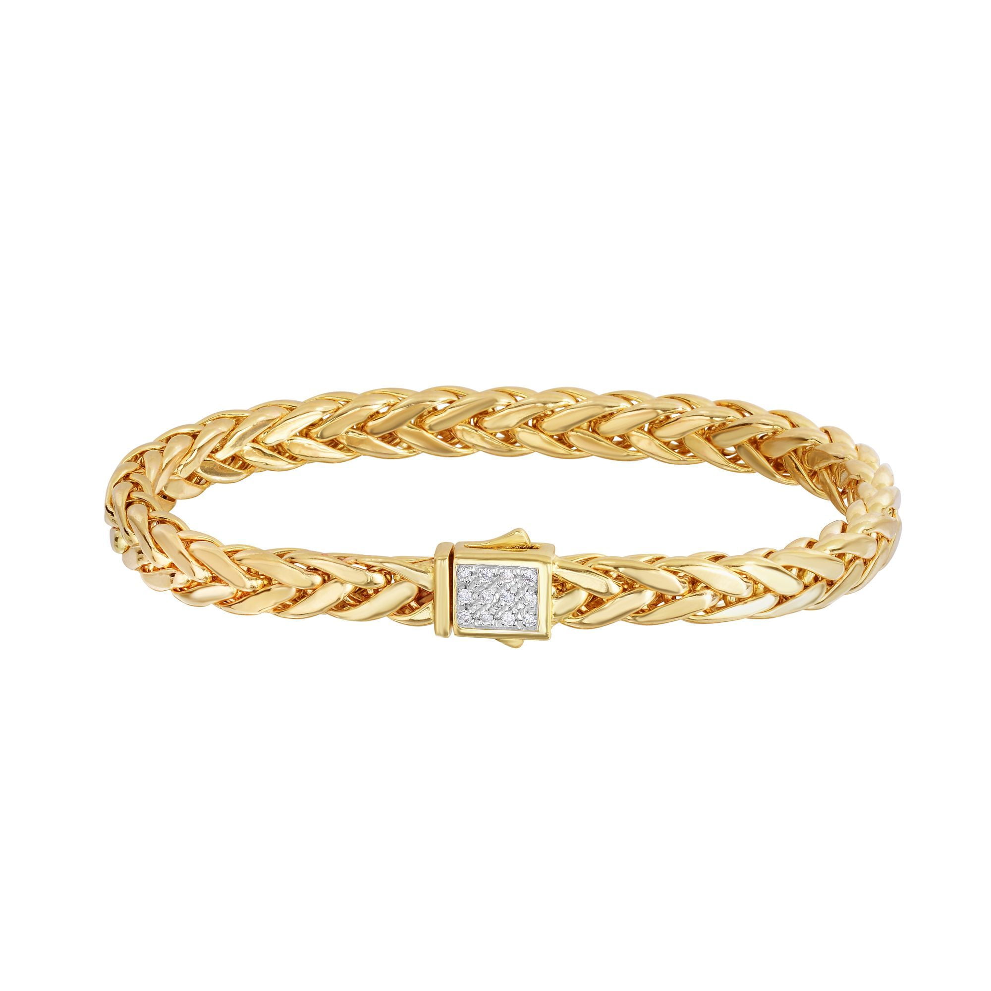 14K Yellow Gold Shiny Fancy Flat Weaved Braided Bracelet 8.25" Box ...