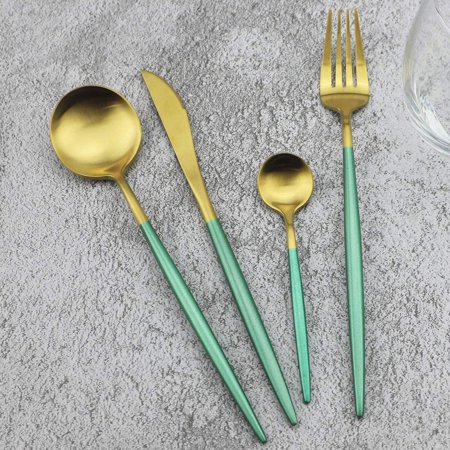 Matte Silverware Set, HTAIGUO 24-Piece 18/10 Stainless Steel Rose Gold ...