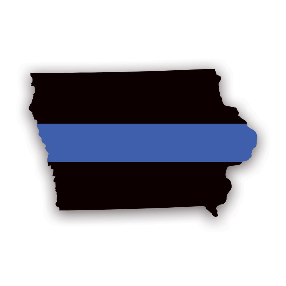 Iowa State Shaped The Thin Blue Line Sticker Decal - Self Adhesive ...