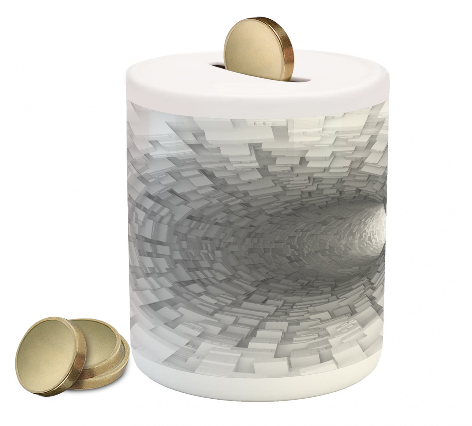 Outer Space Piggy Bank, Turning Tunnel Inside Endless Hole Magnetic ...