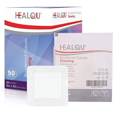 Medline Bordered Gauze, Adhesive Island Wound Dressing, Sterile, 4"x8 ...