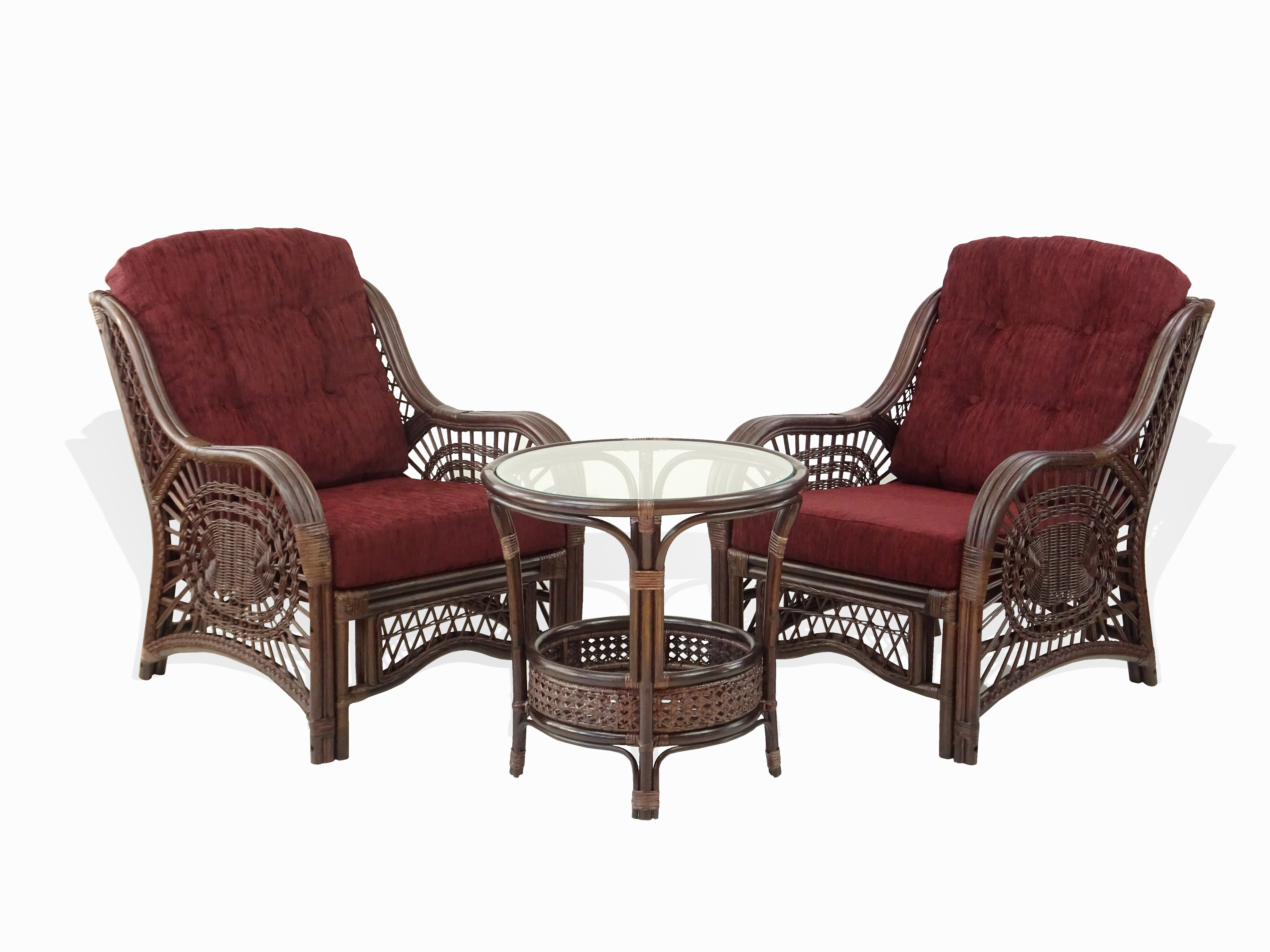 SK New Interiors Malibu Set of 2 ECO Natural Rattan Wicker Chairs w ...