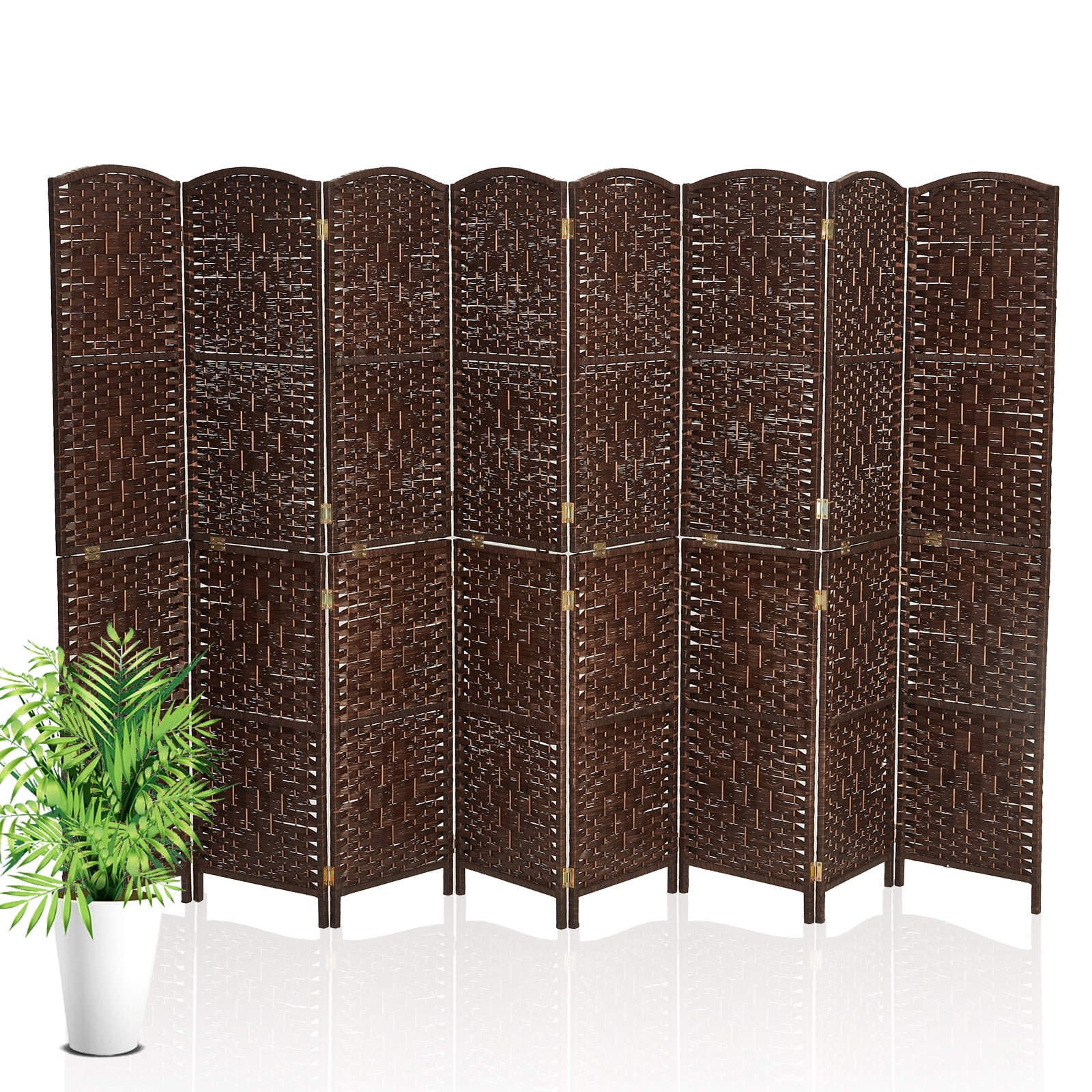 OYang 8 Panel Folding Privacy Screen with Diamond Weave Fiber ...