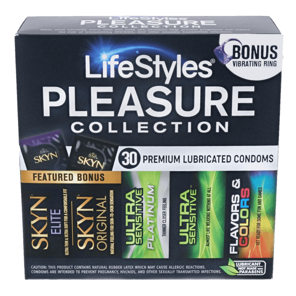 Lifestyles Pleasure Collection Assorted Lubricated Latex Condoms With