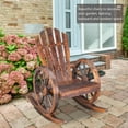 OverPatio Rocker Outdoor Wood Rocking Chair, Wood Rocker w/ Wheel ...