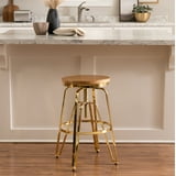Linon Farhart Backless Bar Stool with Adjustable Height & Swivel, Gold ...