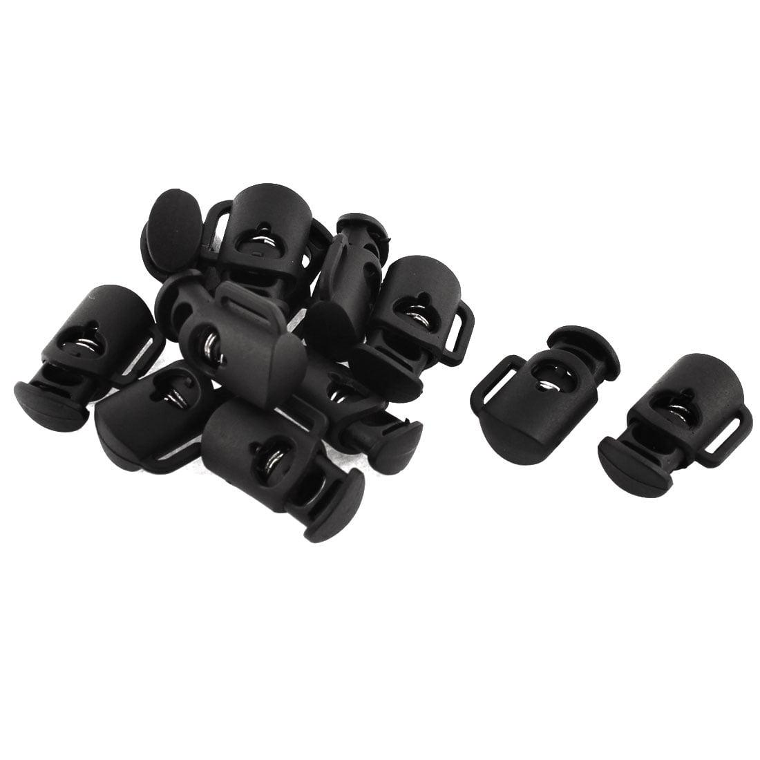 Plastic Barrel Spring Drawstring Toggle Stopper Cord Lock 12 Pcs Black
