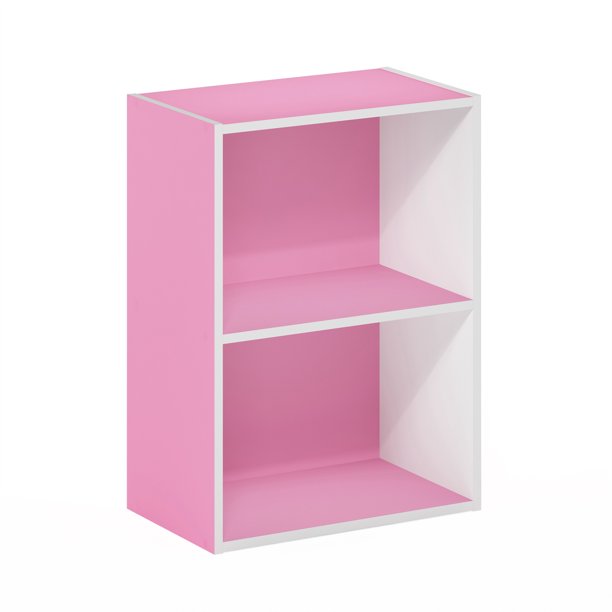 Furinno Luder 2-Tier Open Shelf Bookcase, Pink/White - Walmart.com