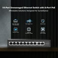 10 Port Mini Gigabit PoE Switch with 8 PoE+ Port, 2 Gigabit RJ45 Uplink ...